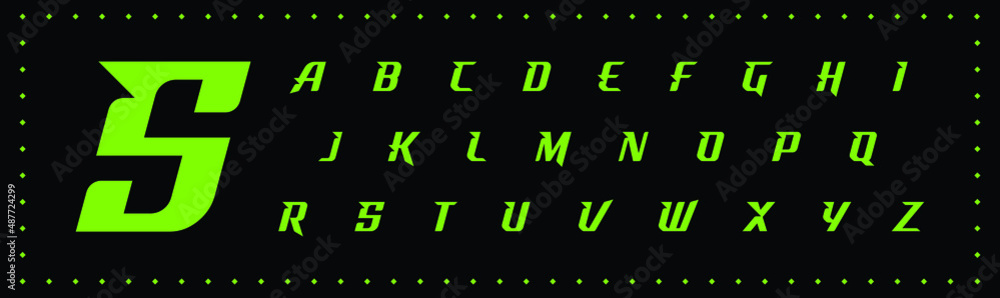 S Modern Tech Alphabet Letter Fonts. Typography minimal style font set ...