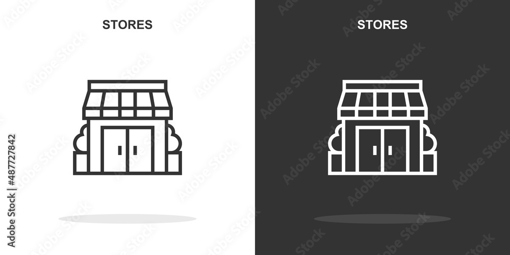 stores line icon. Simple outline style.stores linear sign. Vector ...