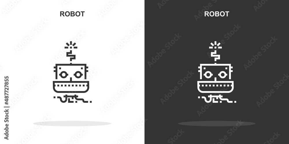 robot line icon. Simple outline style.robot linear sign. Vector ...