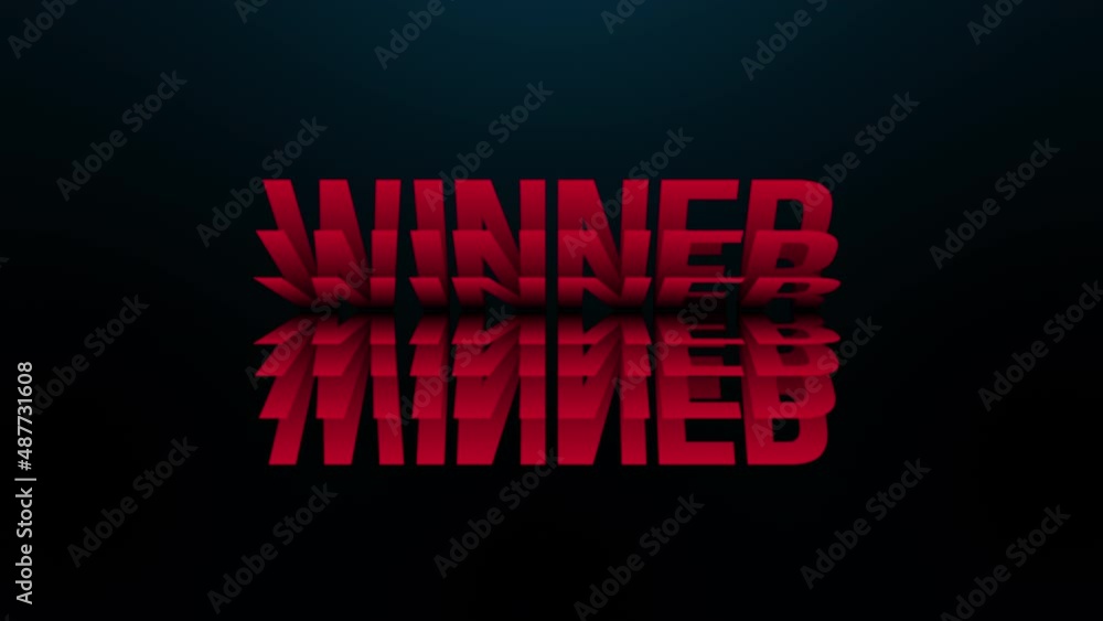 Winner red moving sign on dark background. Color paper illustration ...