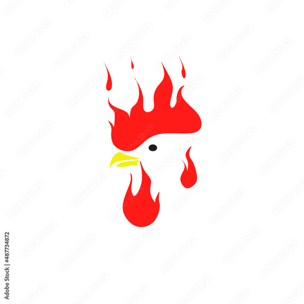 Fire Chicken Head Logo Vector Stock Vector | Adobe Stock