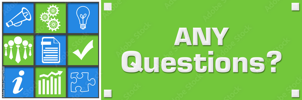 Any Questions Green Blue Business Symbols Grid Left Stock Illustration ...