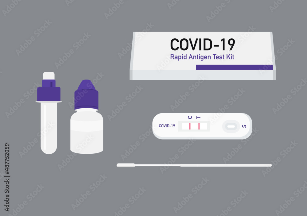 detected covid 19 rapid antigen test kit vector set isolated on dark ...