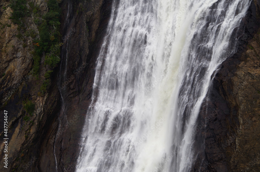 Rocky Face of Montmorency Falls waterfall cascade near Quebec City ...