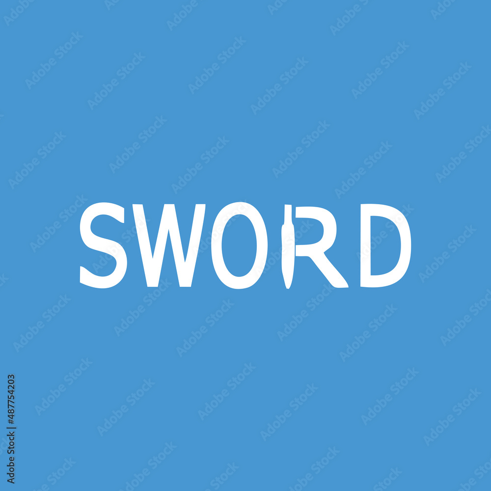 Sword letter with logo design illustration. Sword logo design ...