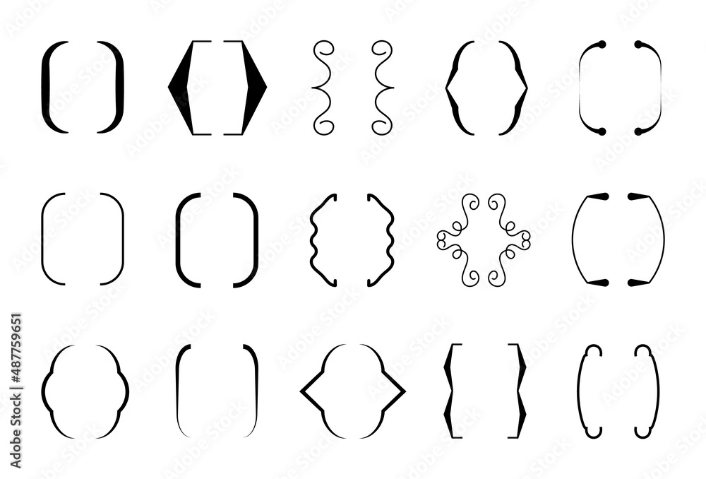 Curly brace set vector. Text brackets collection for messages, quotas ...