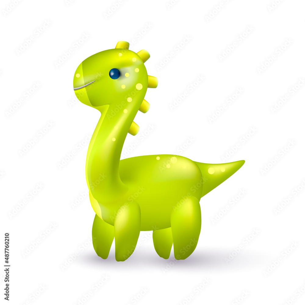 3d illustration of cute green dinosaur Animal characters on white ...