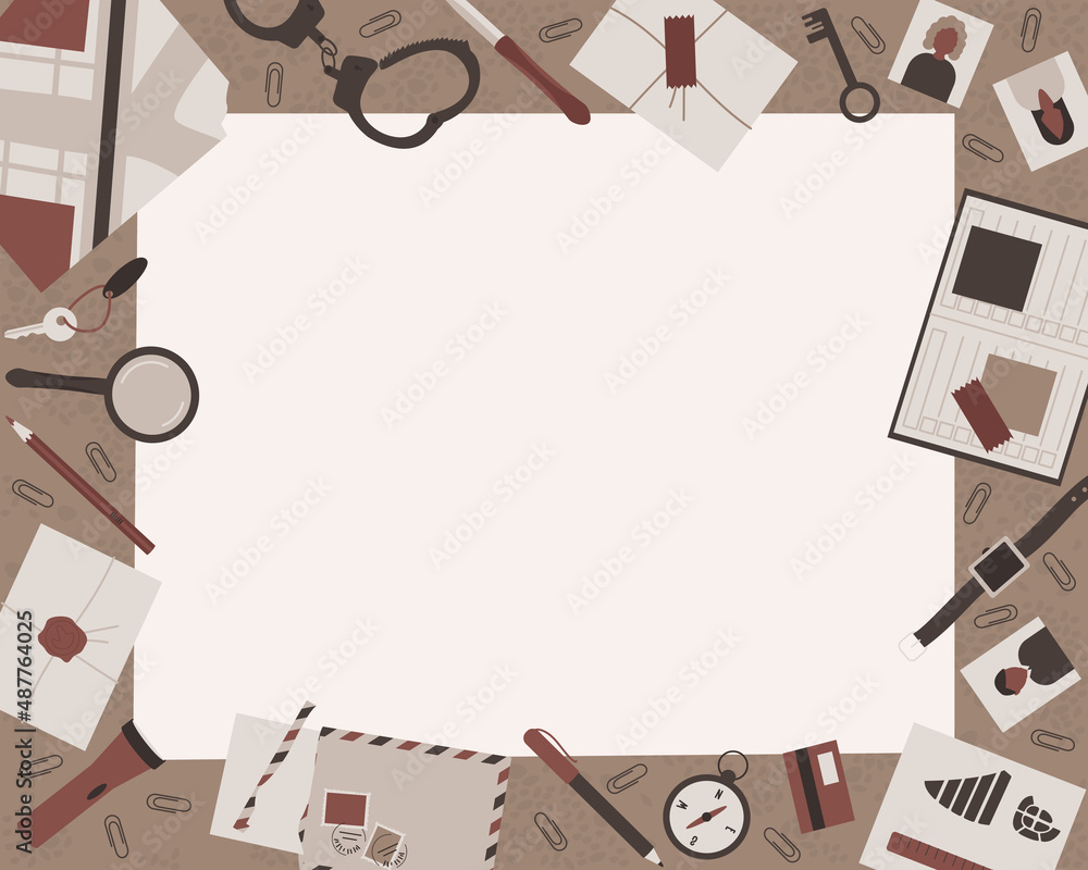 Vecteur Stock Frame on the theme of a detective investigation ...