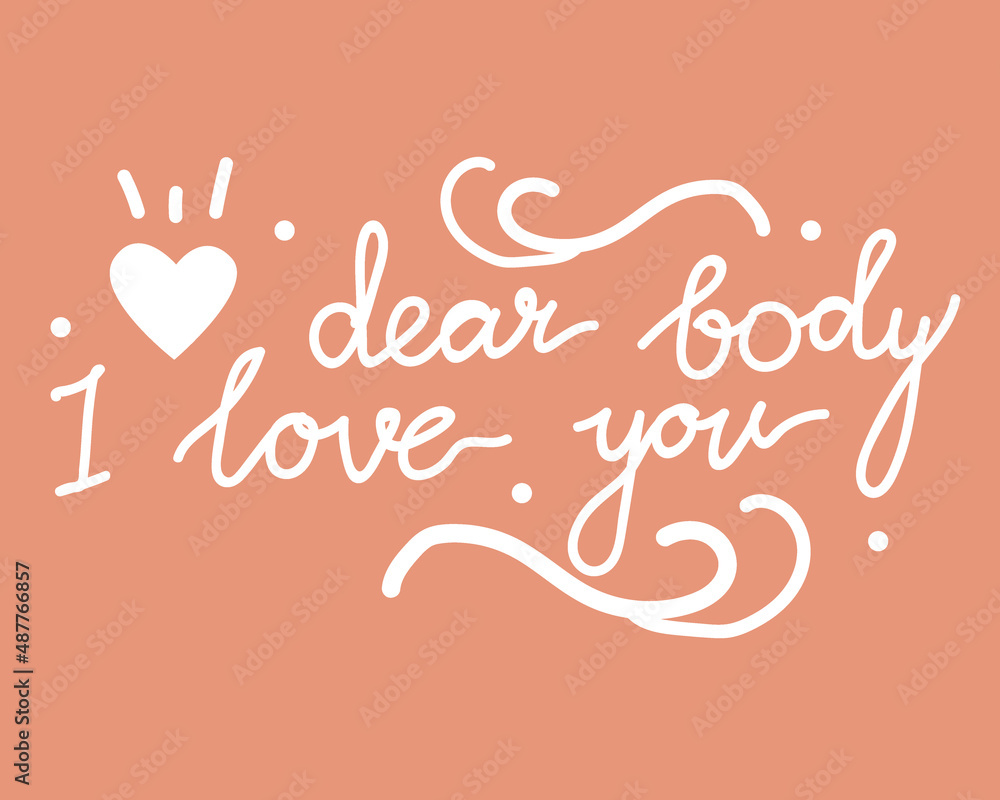 cursiva lettering, text my body I love you, typographic color vector ...