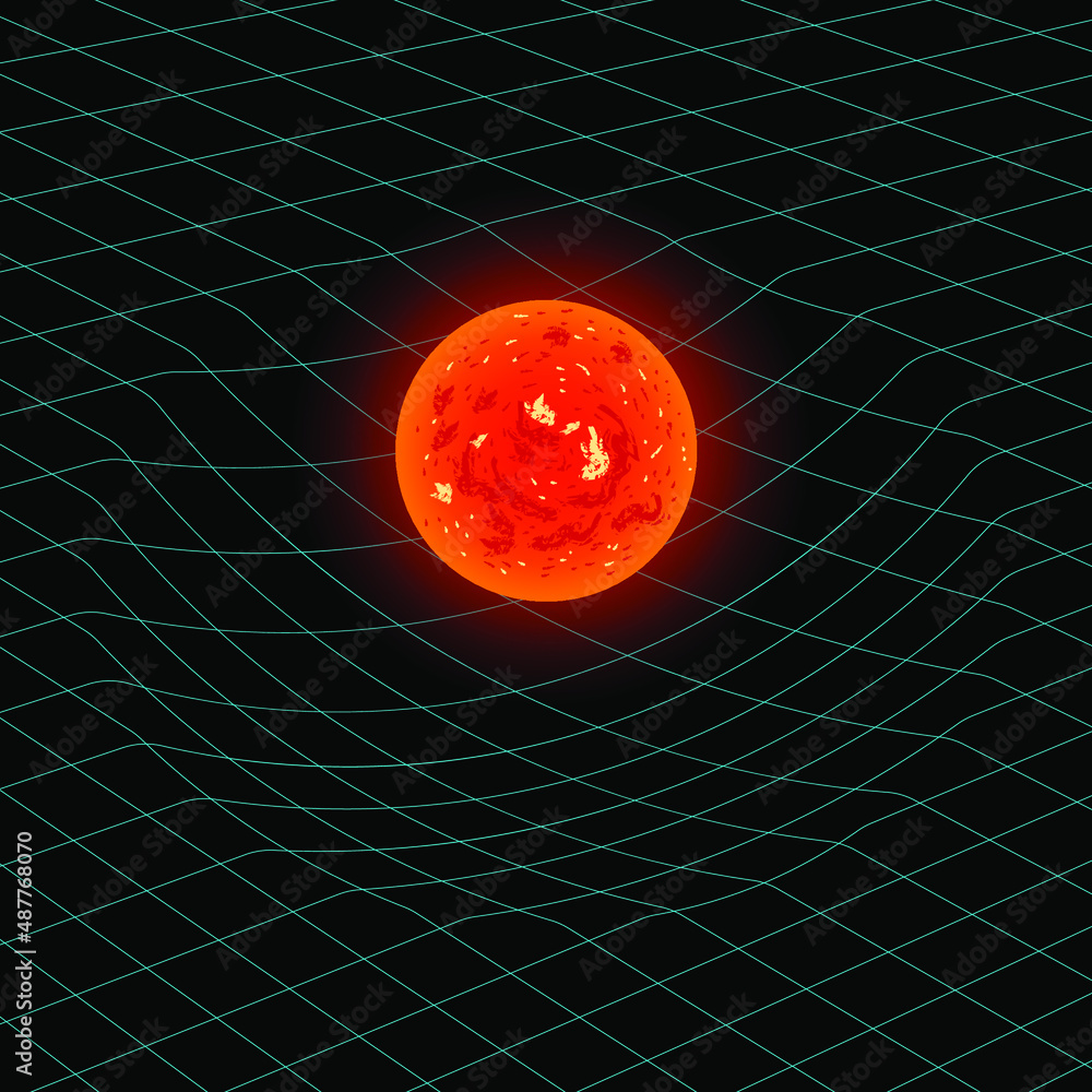 Massive object distorts spacetime, two-dimensional model of gravity ...
