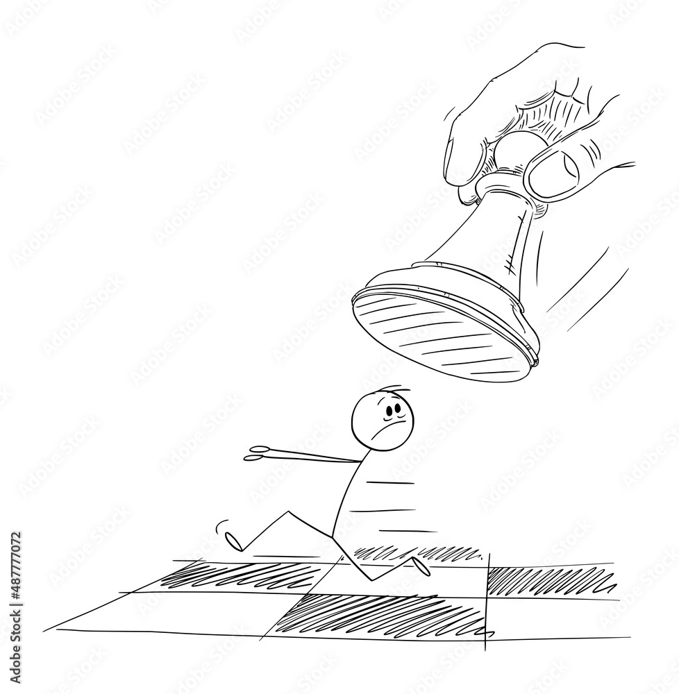 Person or Businessman in Dangerous Chess Game , Vector Cartoon Stick ...