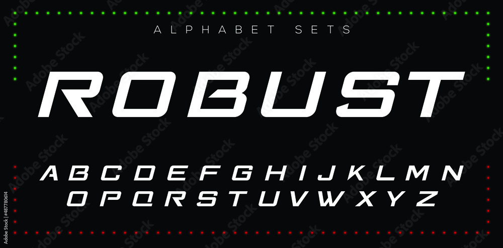 ROBUST, an Abstract tech futuristic alphabet letter font. Luxury ...