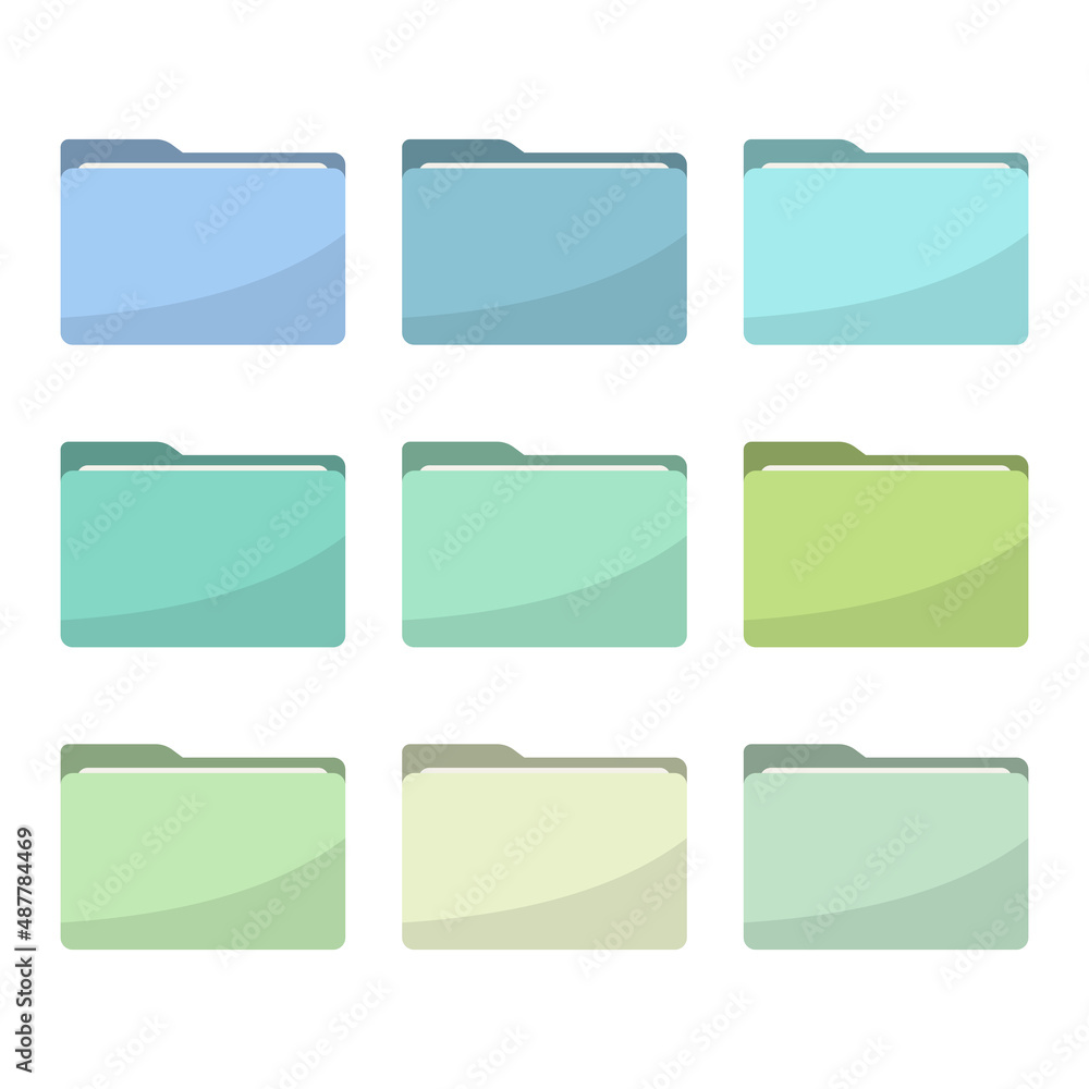 Folder icons set. All type of document, file formats vector ...