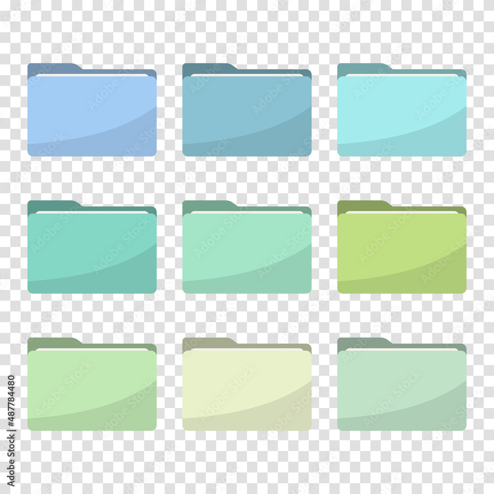 Folder icons set. All type of document, file formats vector ...