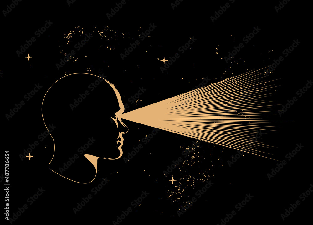 Looking forward or looking ahead or planning or human vision concept ...