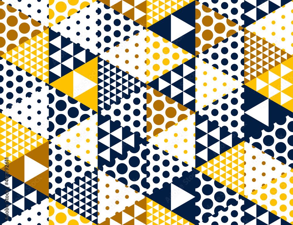 Seamless Cubes Vector Background Rhombus And Triangles And Dots Boxes Repeating Tile Pattern