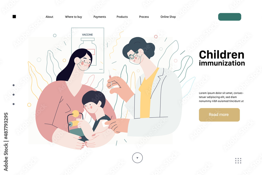 Childhood immunization, vaccination - medical insurance -modern flat ...