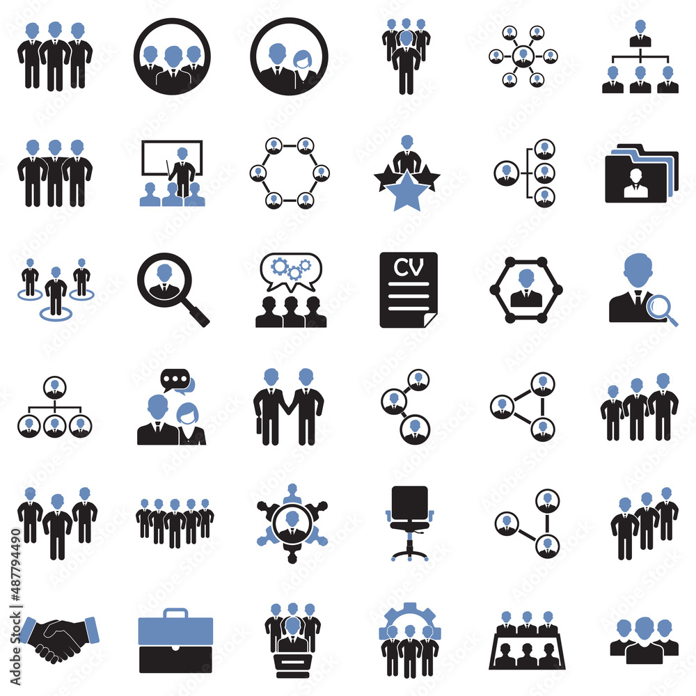 Teamwork Icons. Two Tone Flat Design. Vector Illustration. Stock Vector ...