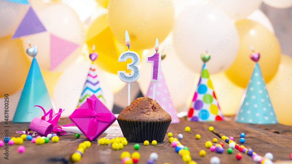 Happy birthday with a number of candles for thirty one years on the ...