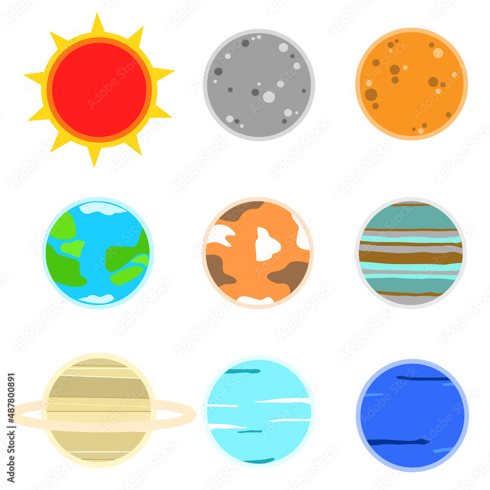 Planet icon set, Cute icons about planets. Stock Vector | Adobe Stock