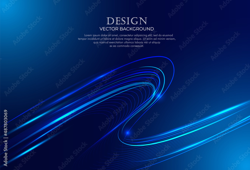 Abstract blue high speed lights trail background. Light motion effect ...