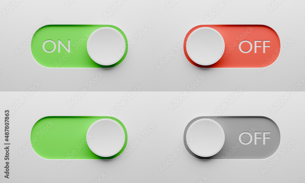 On and Off toggle switch buttons set. Switch design for app or website ...