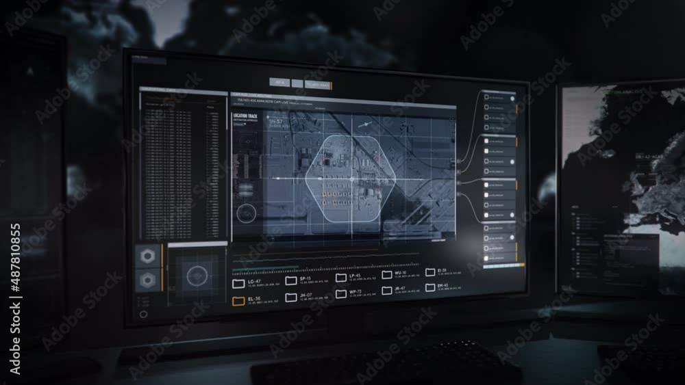 Latest Tracking Software On Computer Screen. Scanning Image Of The Air ...