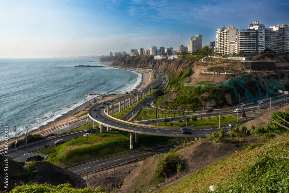 Waterfront with roads and buildings Stock Photo | Adobe Stock