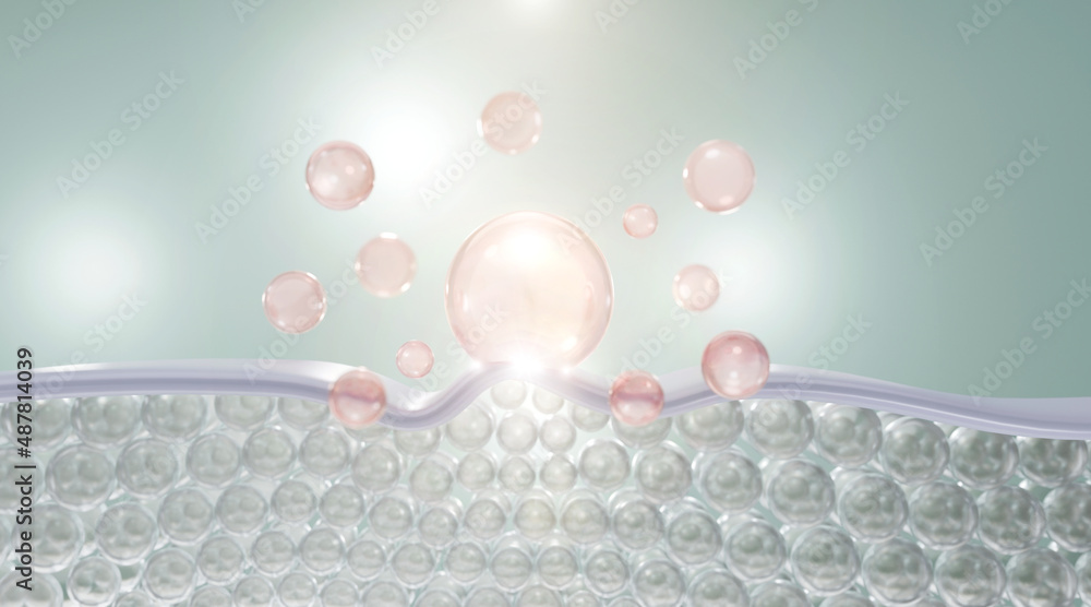 3D Collagen Skin Serum and Vitamin illustration isolated on soft color ...