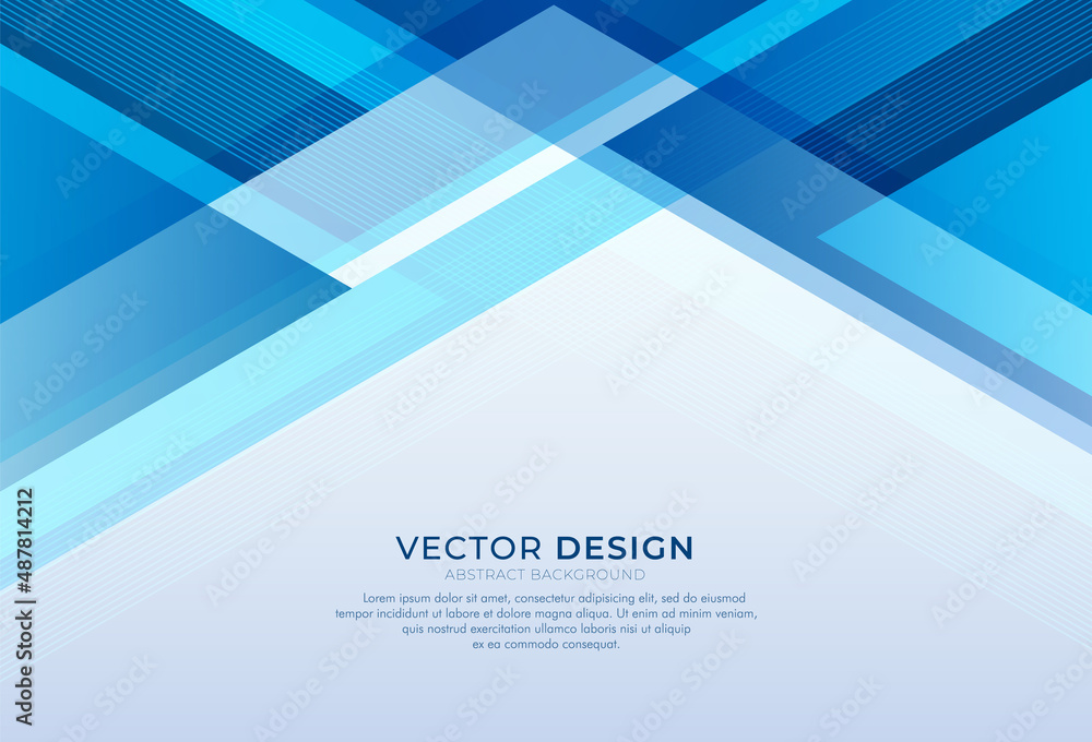Abstract blue triangle background vector. Bright modern geometric ...