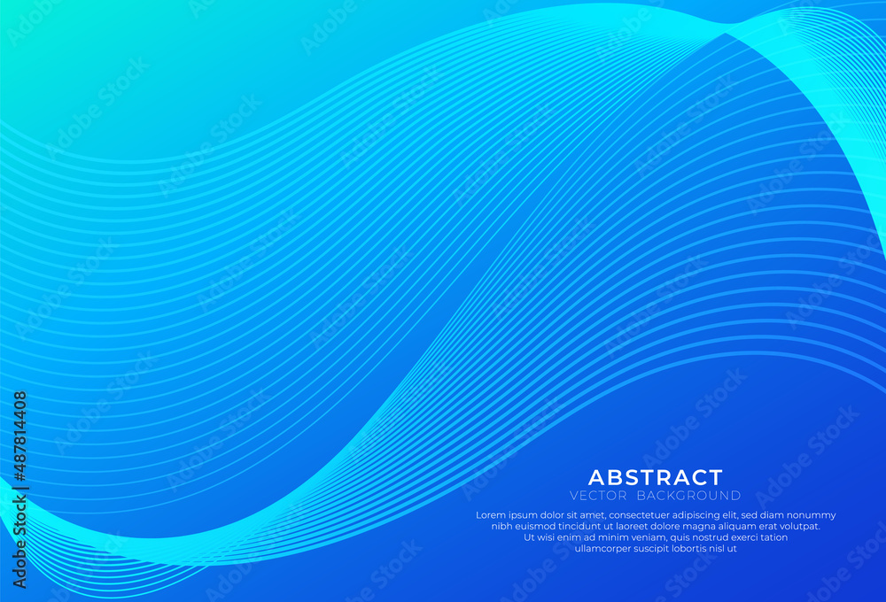 Abstract shiny bright blue wave lines background modern. Concept ...