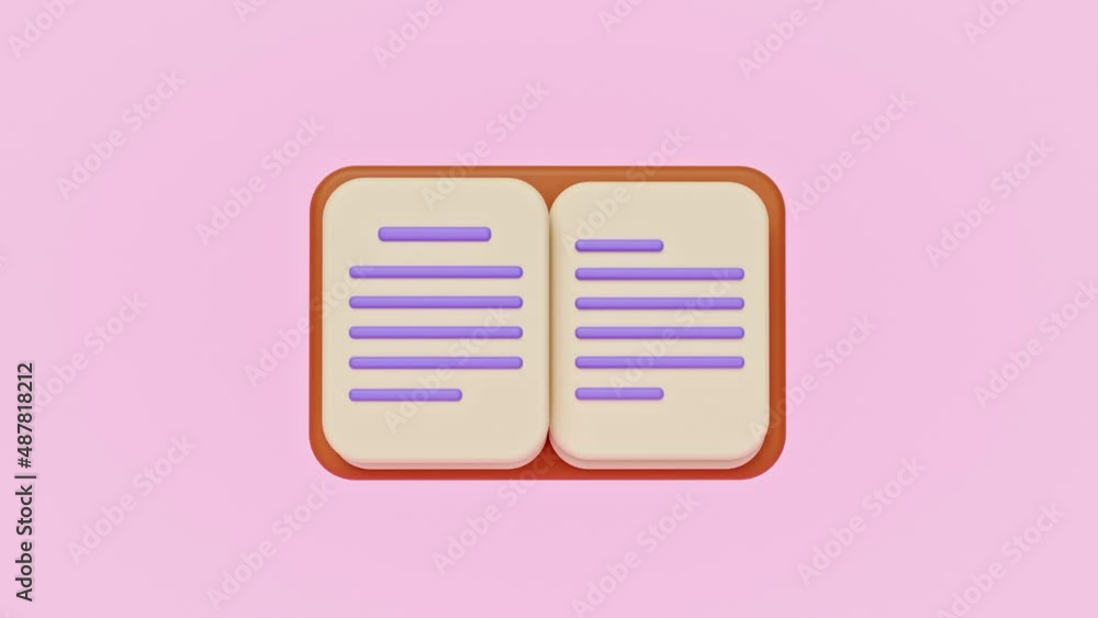 cartoon style simple open book page animation. 3d render Stock Video ...