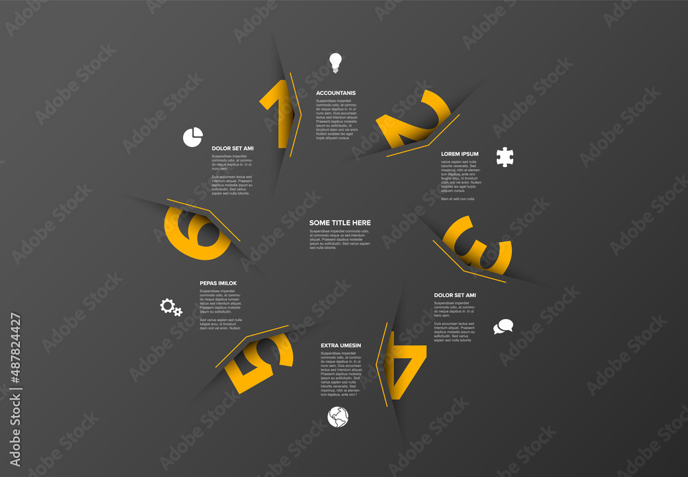Five steps dark cycle diagram schema template Stock Vector | Adobe Stock