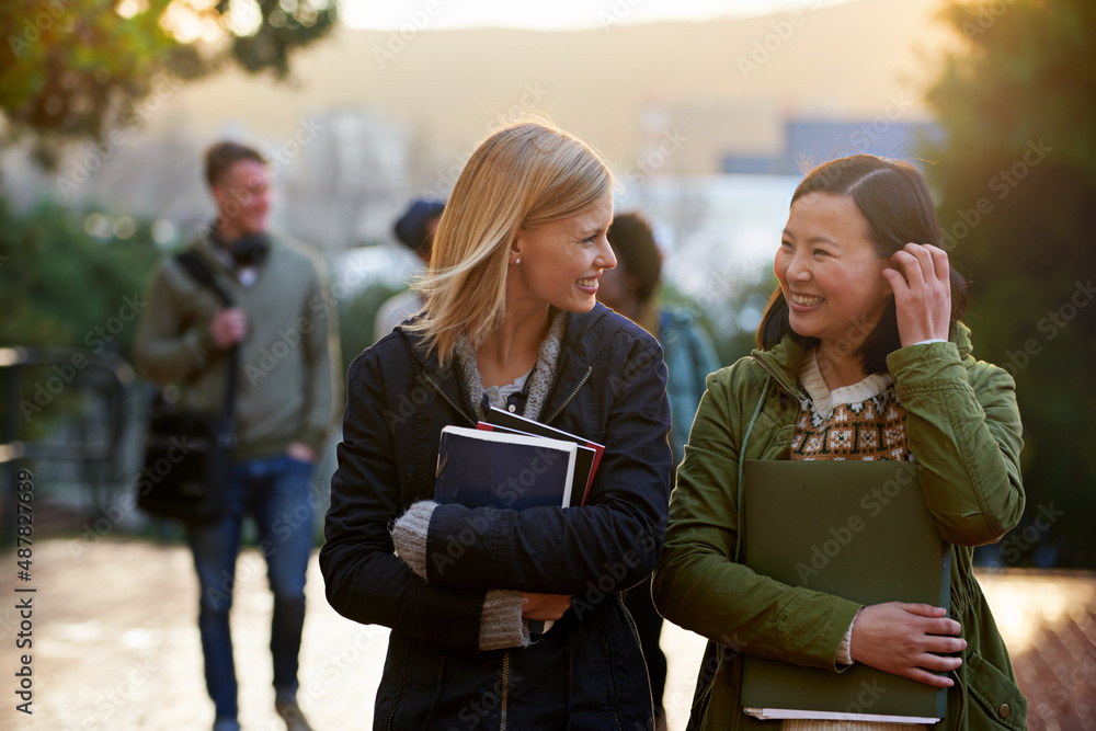 College life. Cropped shot of college students on campus. Stock Photo ...