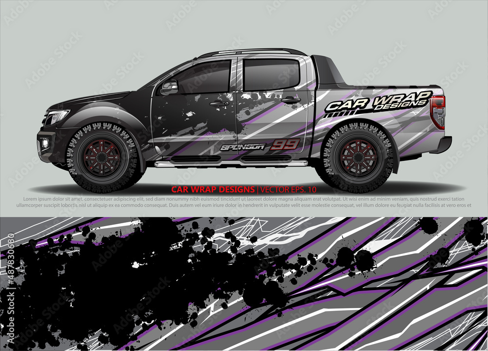 car wrap design. simple lines with abstract background vector concept ...