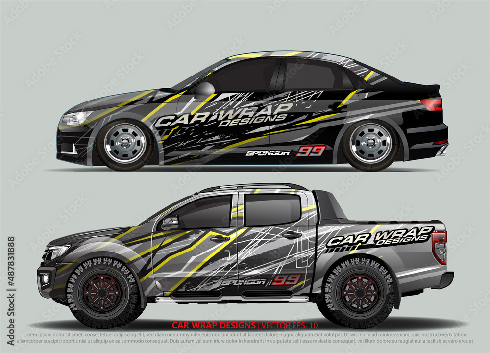 car wrap design. simple lines with abstract background vector concept ...