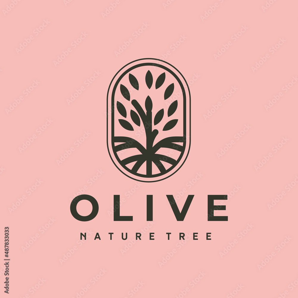 olive tree nature logo vector design, abstract tree logo symbol Stock ...