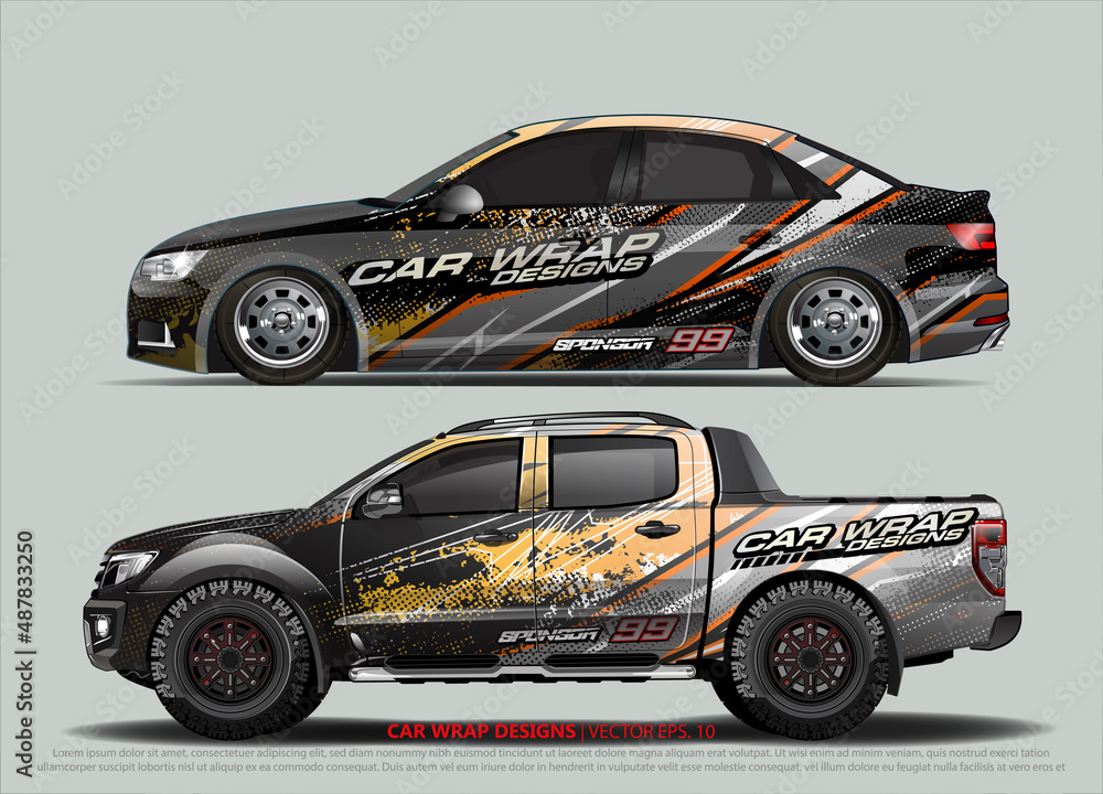 car wrap design. simple lines with abstract background vector concept ...