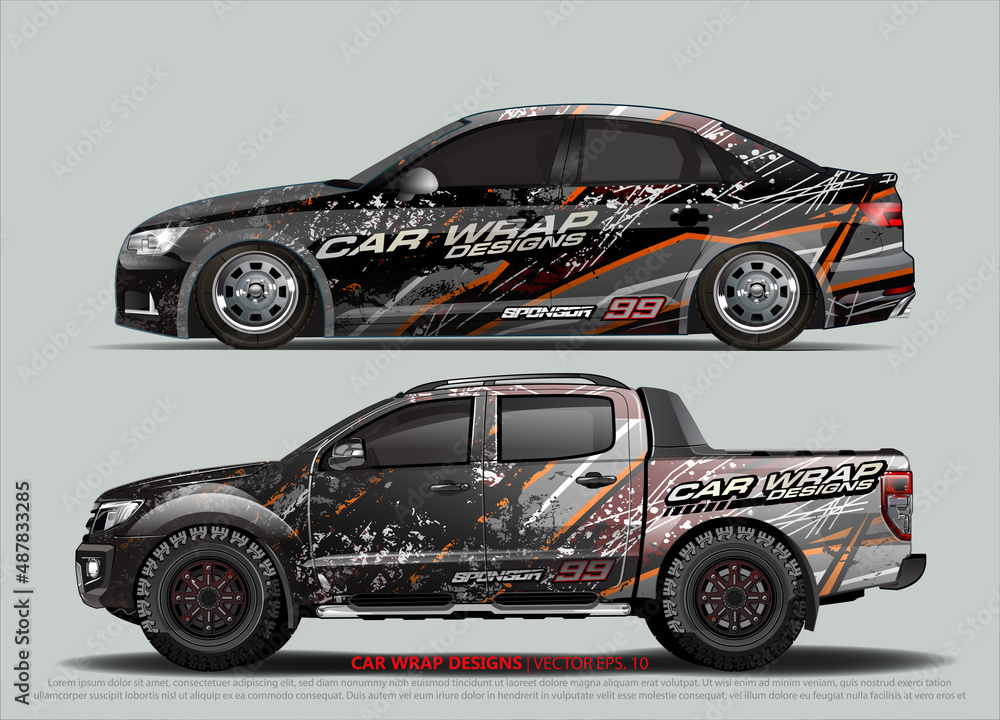 car wrap design. simple lines with abstract background vector concept ...