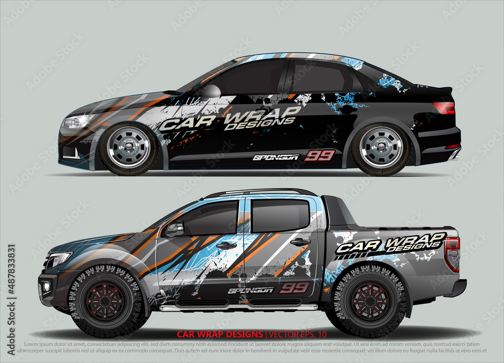 car wrap design. simple lines with abstract background vector concept ...