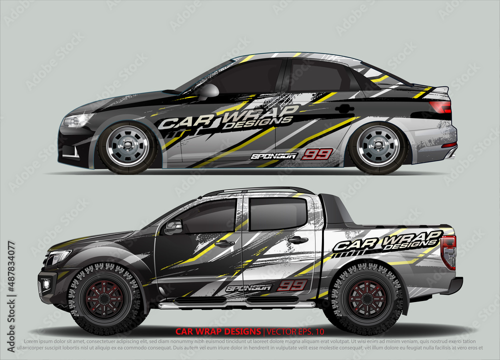 car wrap design. simple lines with abstract background vector concept ...