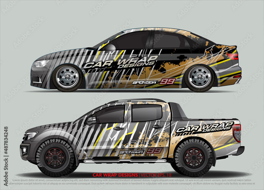 car wrap design. simple lines with abstract background vector concept ...