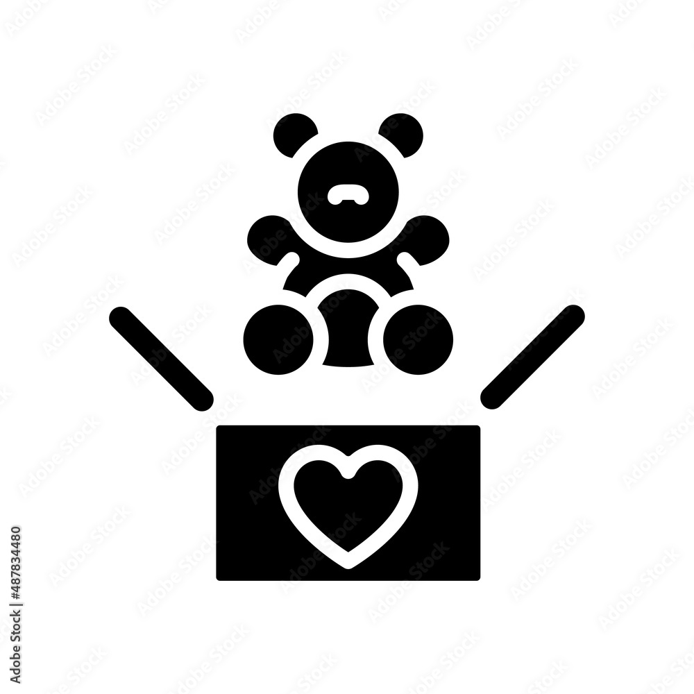 Toys donation black glyph icon. Children charity. Providing unwanted ...