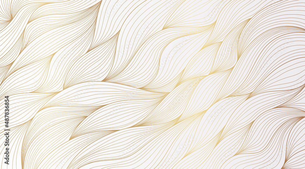 Abstract gold line pattern art background. Modern simple shiny gold ...