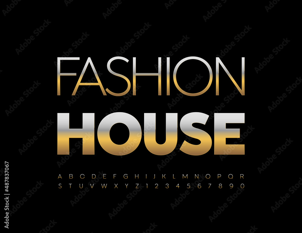 Vector chic logo Fashion House. Elegant metallic Font. Gold luxury ...