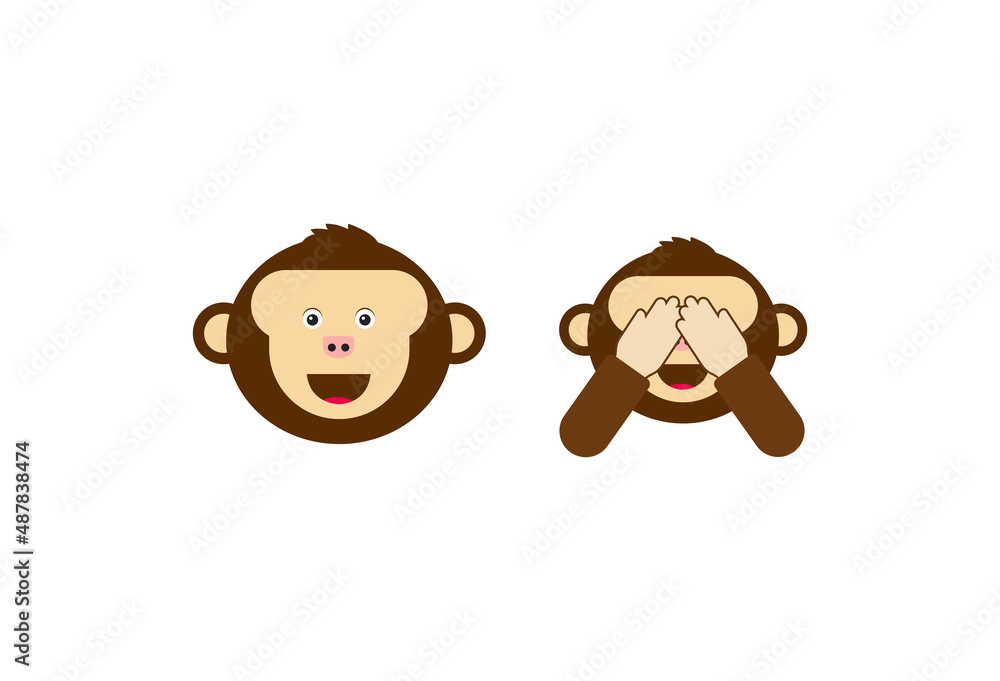 Monkey head vector flat icon. Isolated monkey face emoji illustration ...