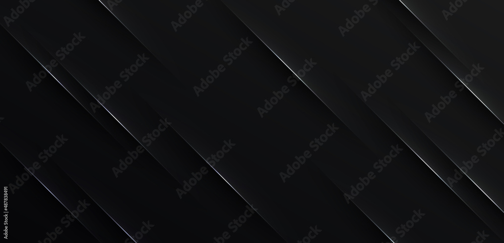 Abstract luxury black background with shiny silver light line. Modern ...