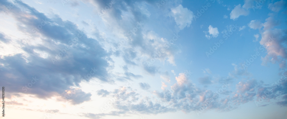 Aerial background view from of blue sky and white faint clouds ...