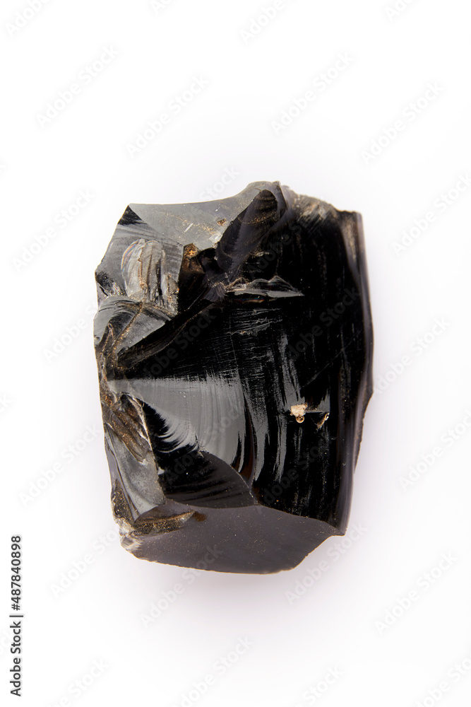 obsidian piece on white background Obsidian, sometimes called volcanic ...