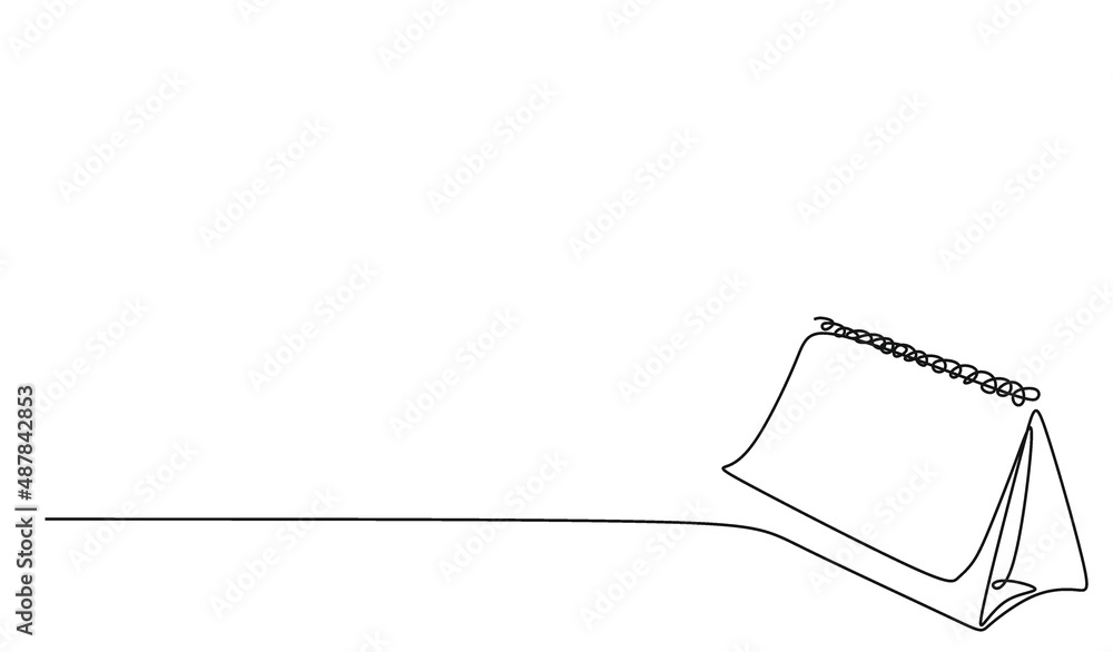 continuous drawing with one line of the desktop calendar, memorable ...